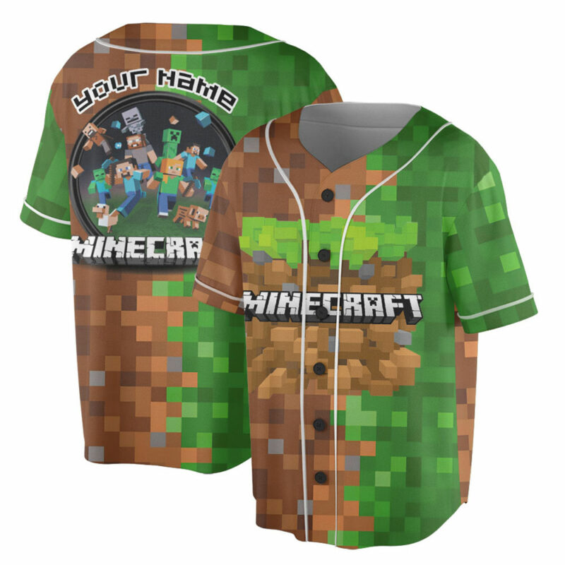 Minecraft Dirt Block Pattern Baseball Uniform, Power Minecraft Baseball ...