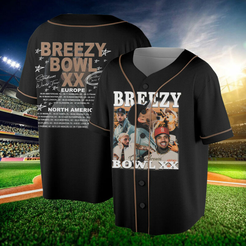 Chris Brown Breezy Bowl XX Tour 2025 Jersey, Chris Brown 2025 Concert ...